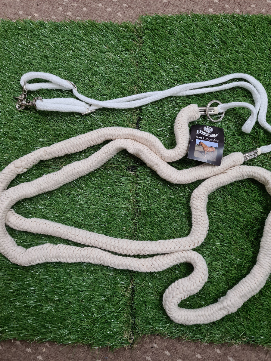 NEW rhinegold german hoe soft lunge aid, cream and white, sizes pony ...